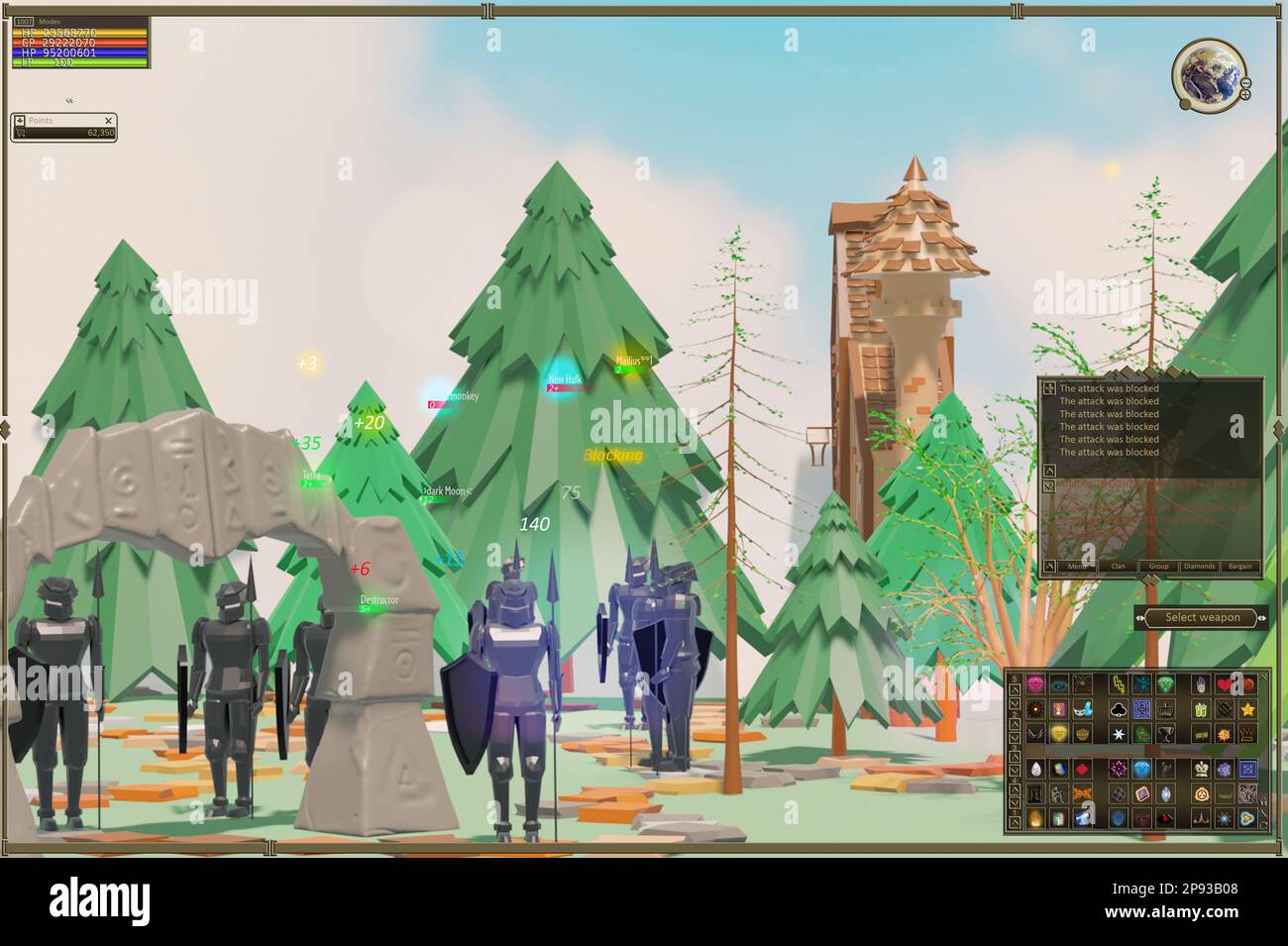 Role-playing video game, illustration. Characters in virtual world ...