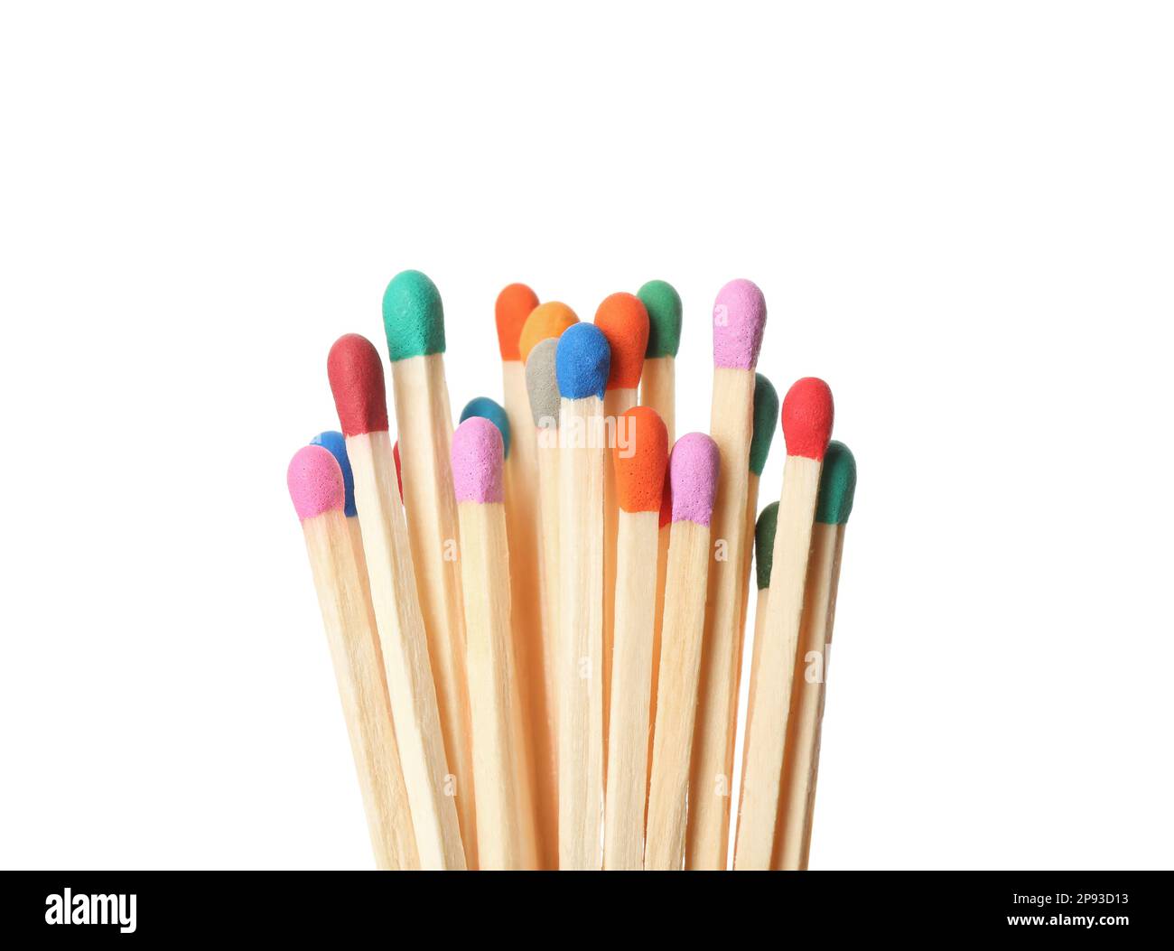 Matches with colorful heads on white background Stock Photo - Alamy