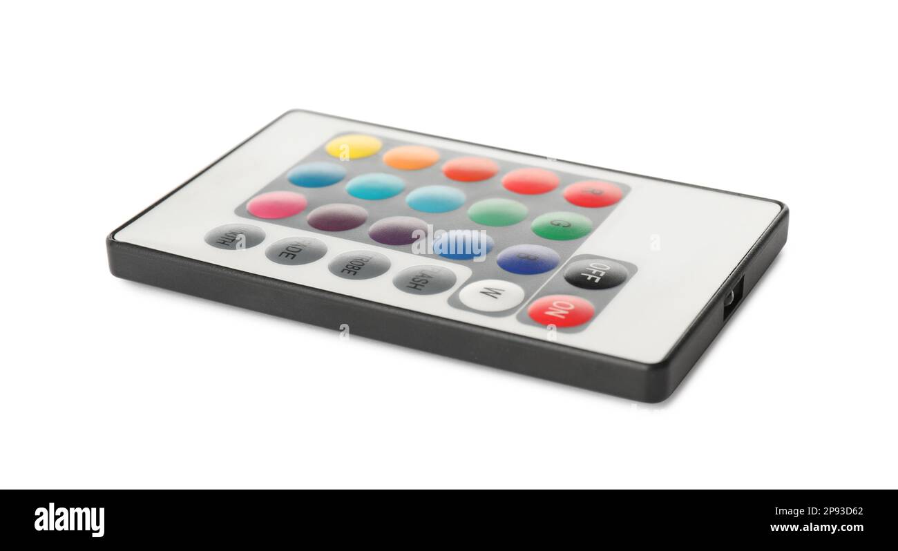 Modern lighting remote control isolated on white Stock Photo - Alamy