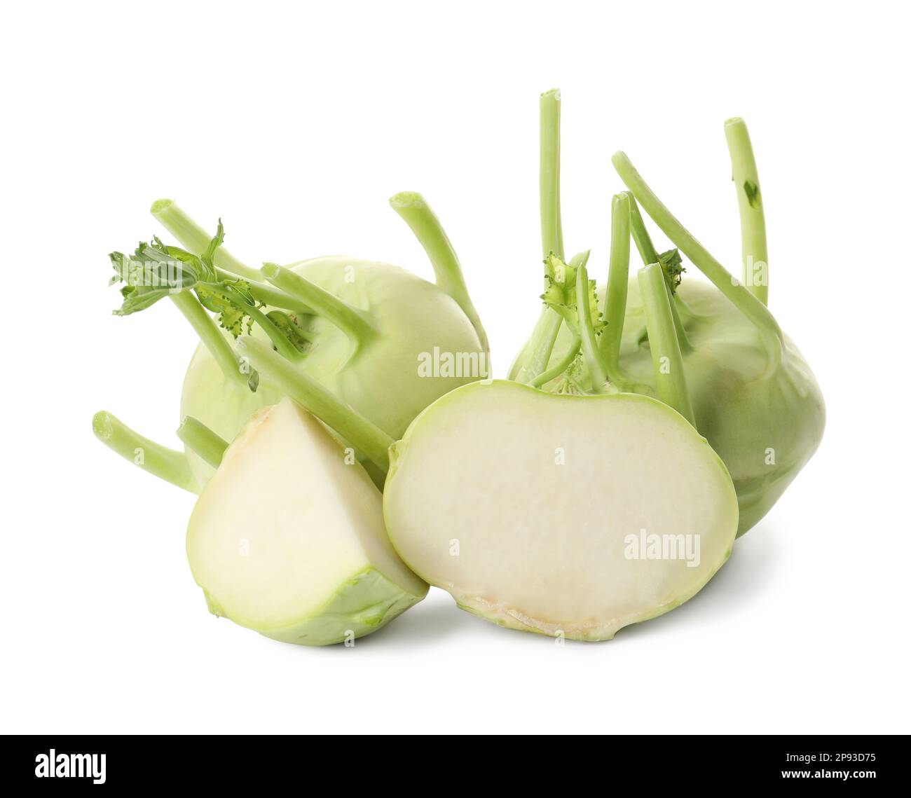 Whole and cut kohlrabi plants on white background Stock Photo - Alamy