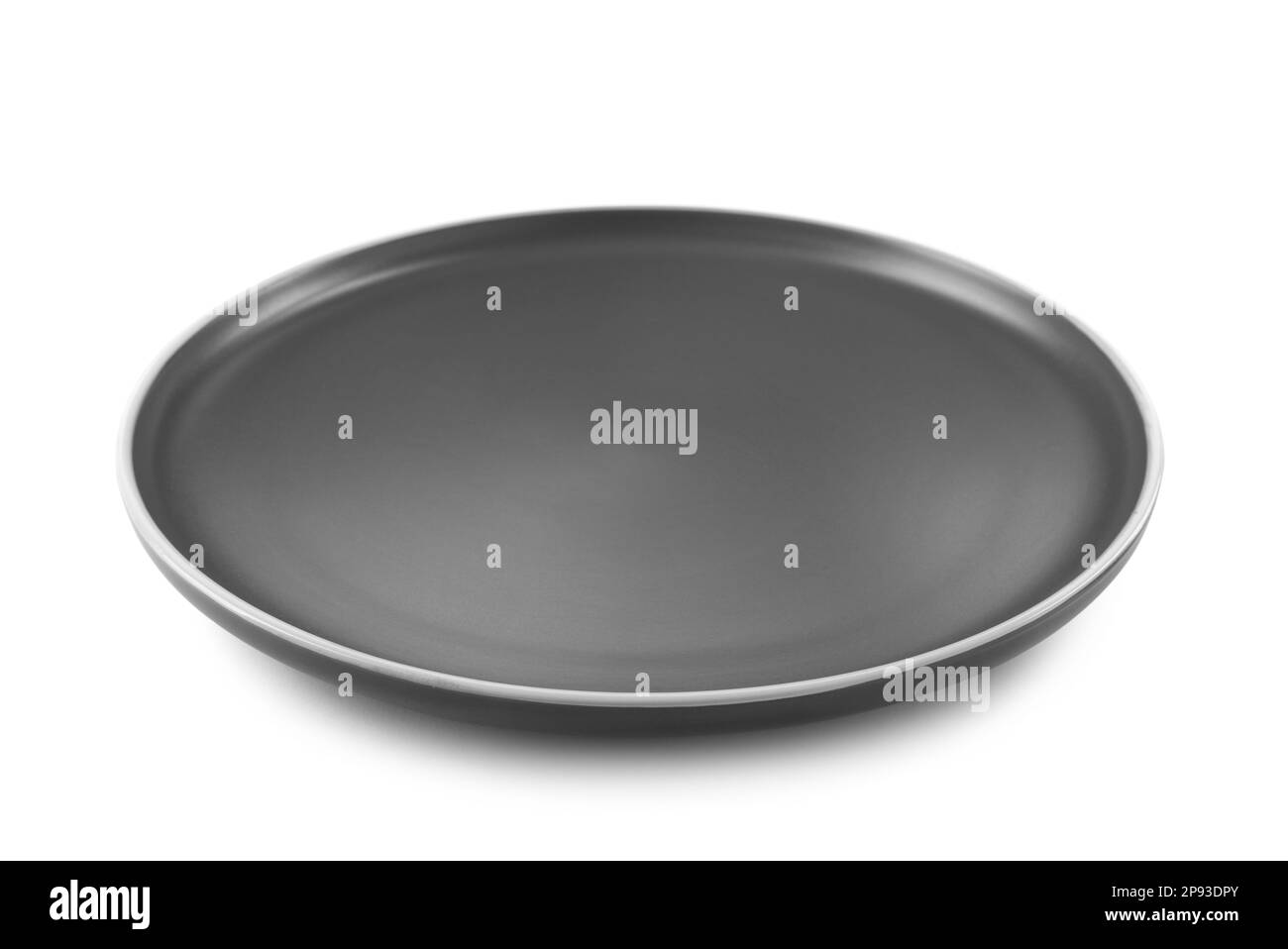 New empty dark plate isolated on white Stock Photo - Alamy