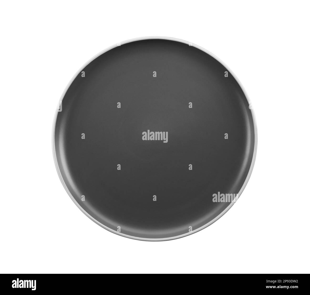 New empty dark plate isolated on white, top view Stock Photo - Alamy