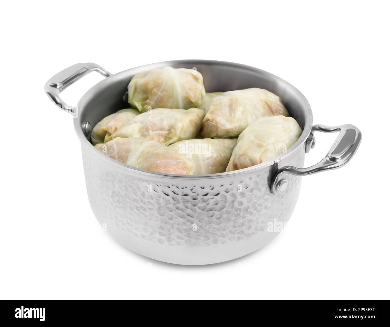 Stuffed cabbage rolls in pot isolated on white Stock Photo - Alamy