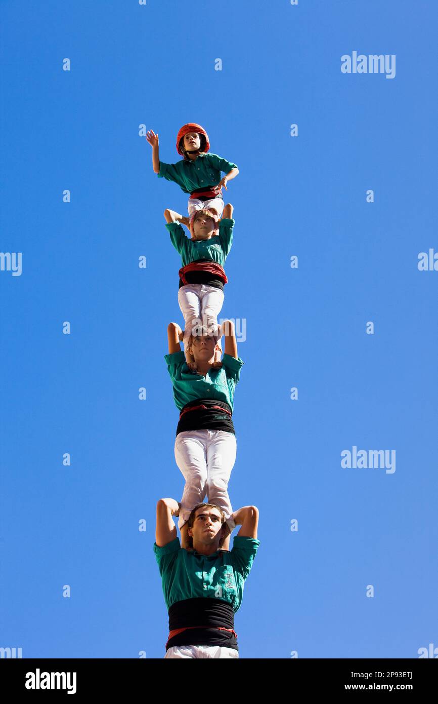 Castellers de Vilafranca.'Castellers' building human tower, a Catalan ...