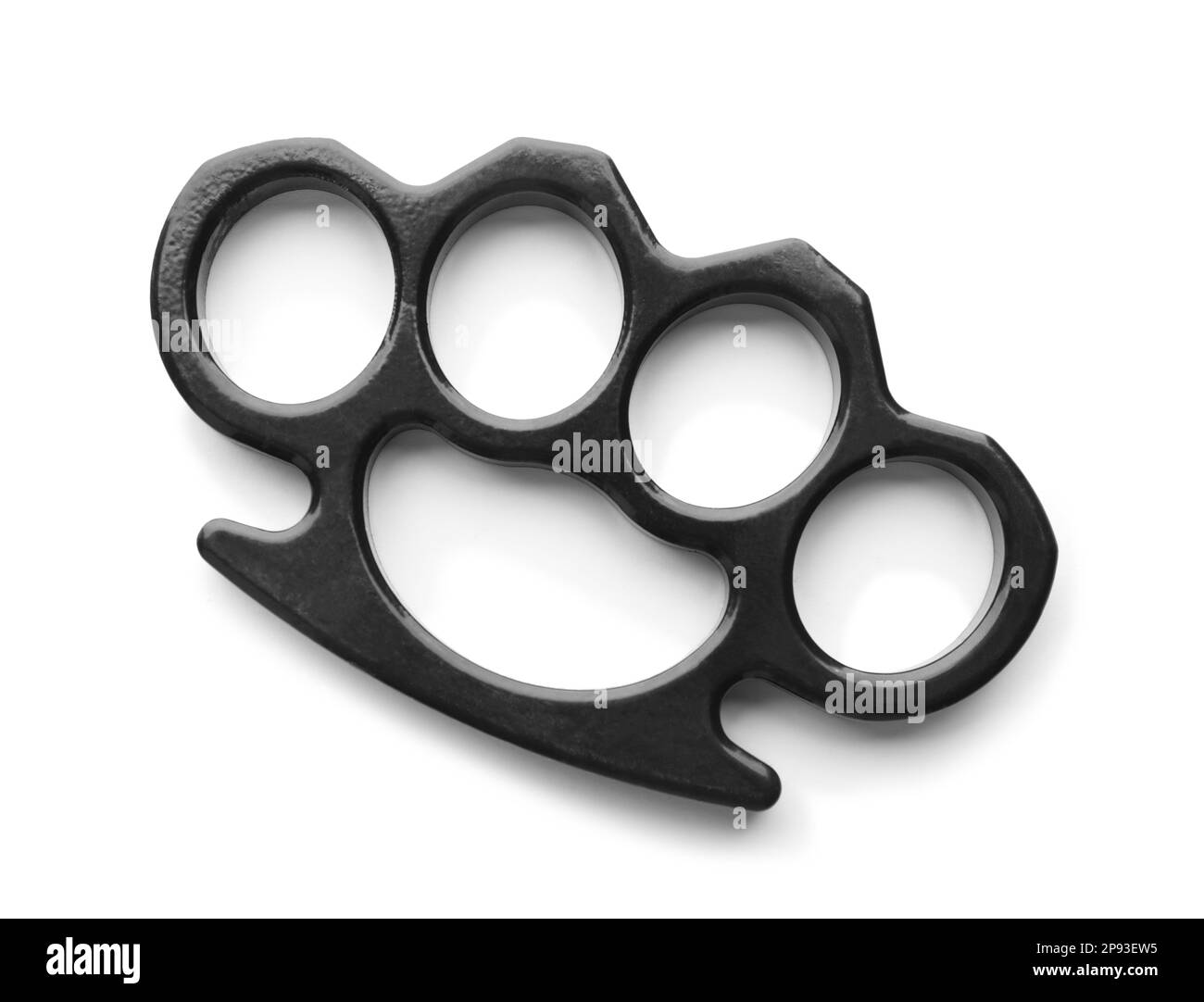 Black brass knuckles isolated on white, top view Stock Photo - Alamy