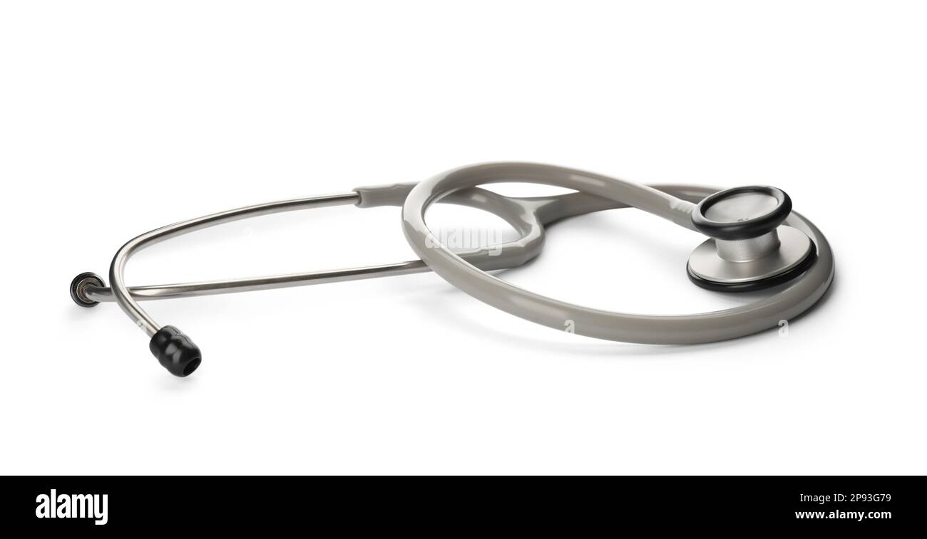 New stethoscope isolated on white. Medical object Stock Photo - Alamy