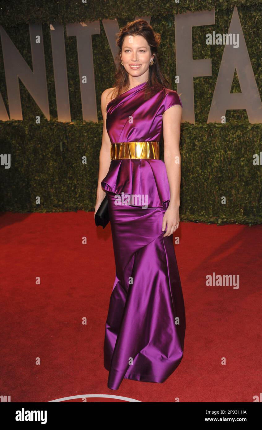Actress Jessica Biel arrives at the Vanity Fair Oscar party on Sunday ...