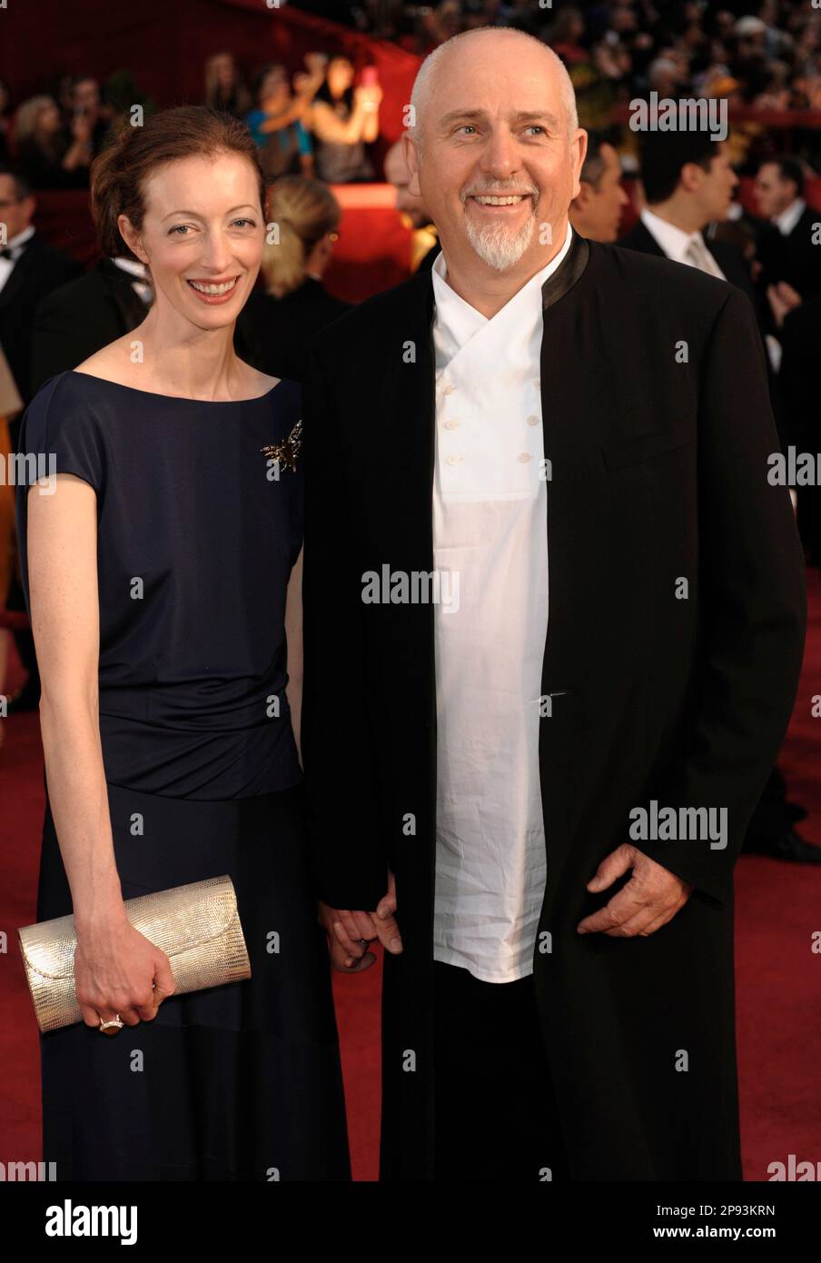 Peter Gabriel, right, and his wife, Meabh Flynn arrive for the 81st ...
