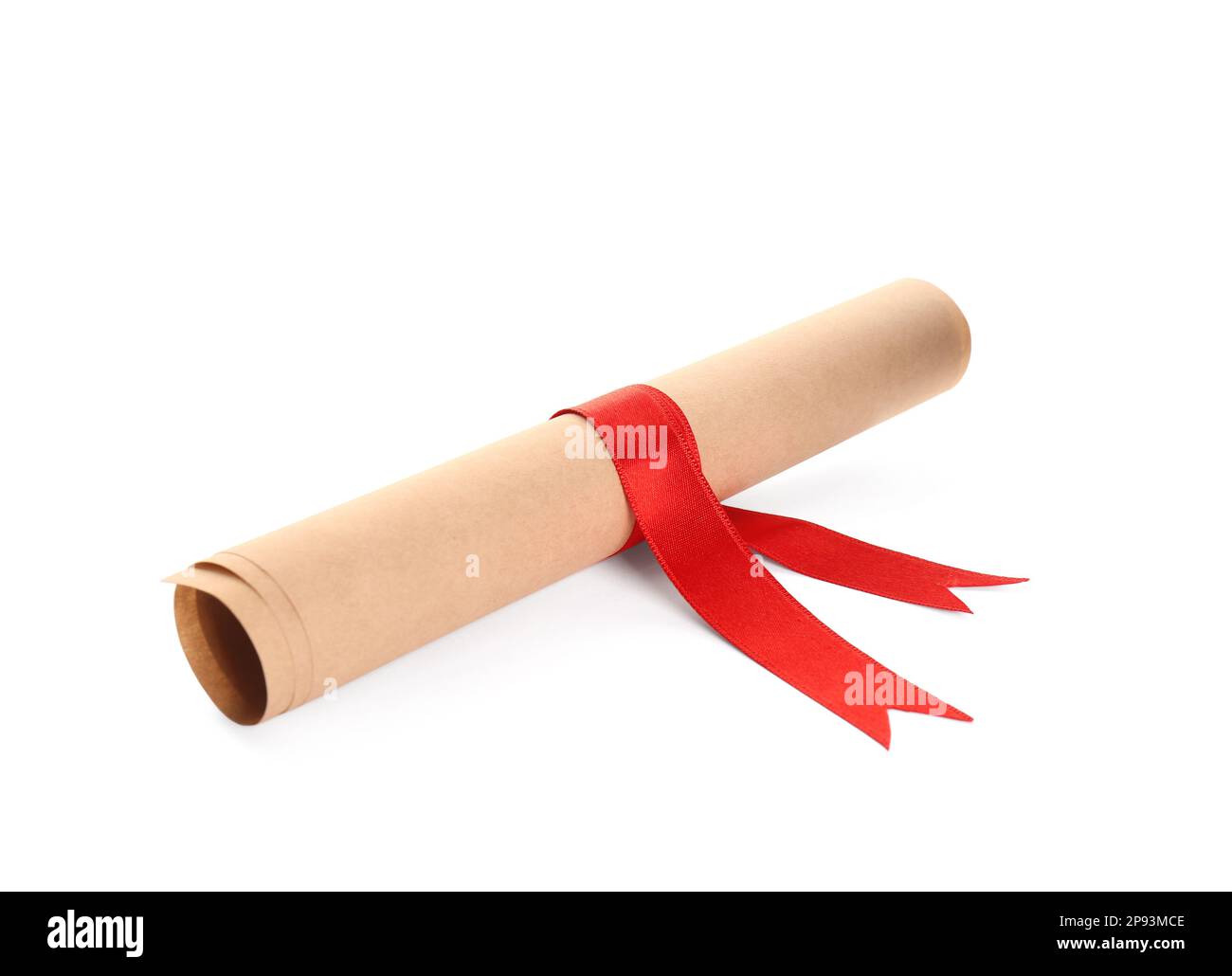 Rolled student's diploma with red ribbon isolated on white Stock Photo ...