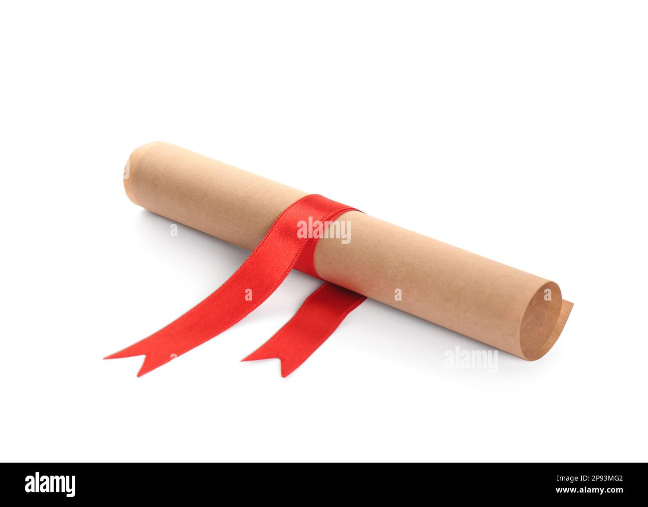 Rolled student's diploma with red ribbon isolated on white Stock Photo ...