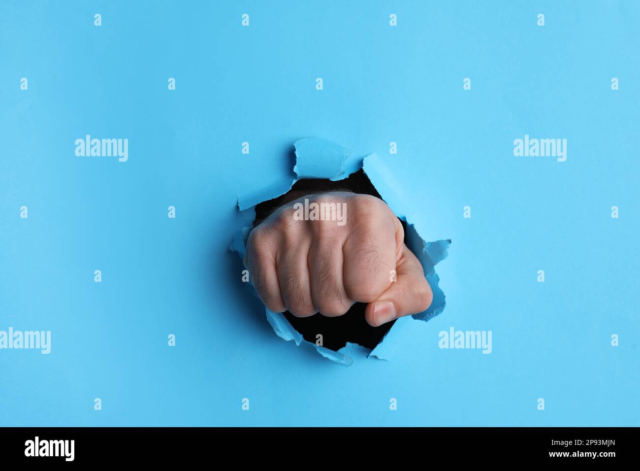 Human hand breaking blue hi-res stock photography and images - Alamy