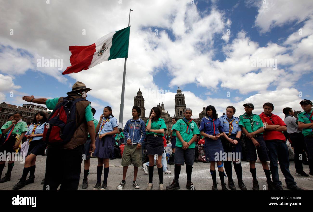Mexican scouts line up during a national scouting congregation in ...