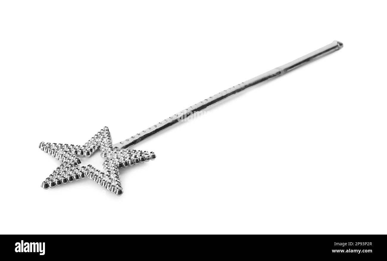 Beautiful silver magic wand isolated on white Stock Photo - Alamy
