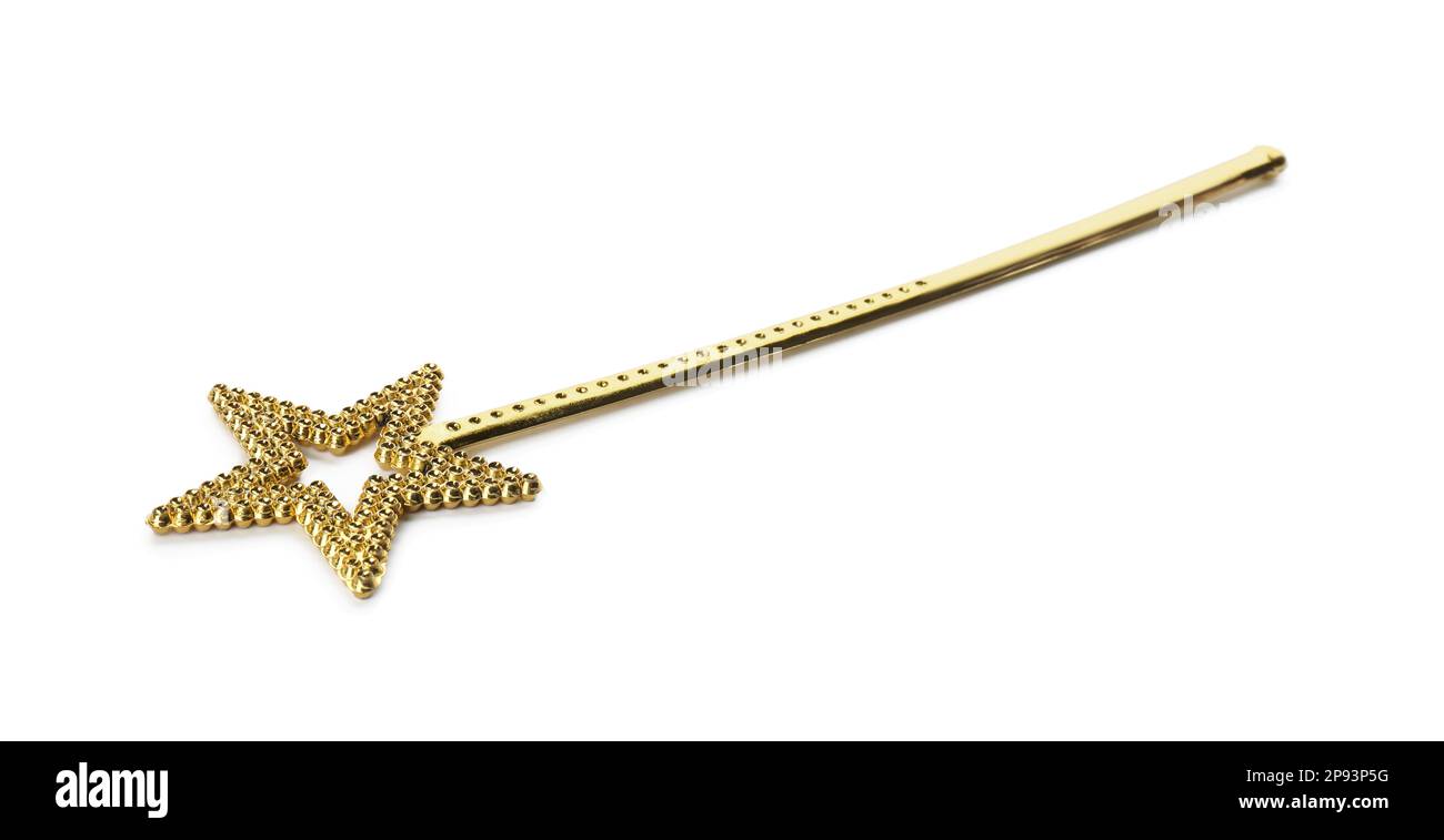 Beautiful golden magic wand isolated on white Stock Photo - Alamy