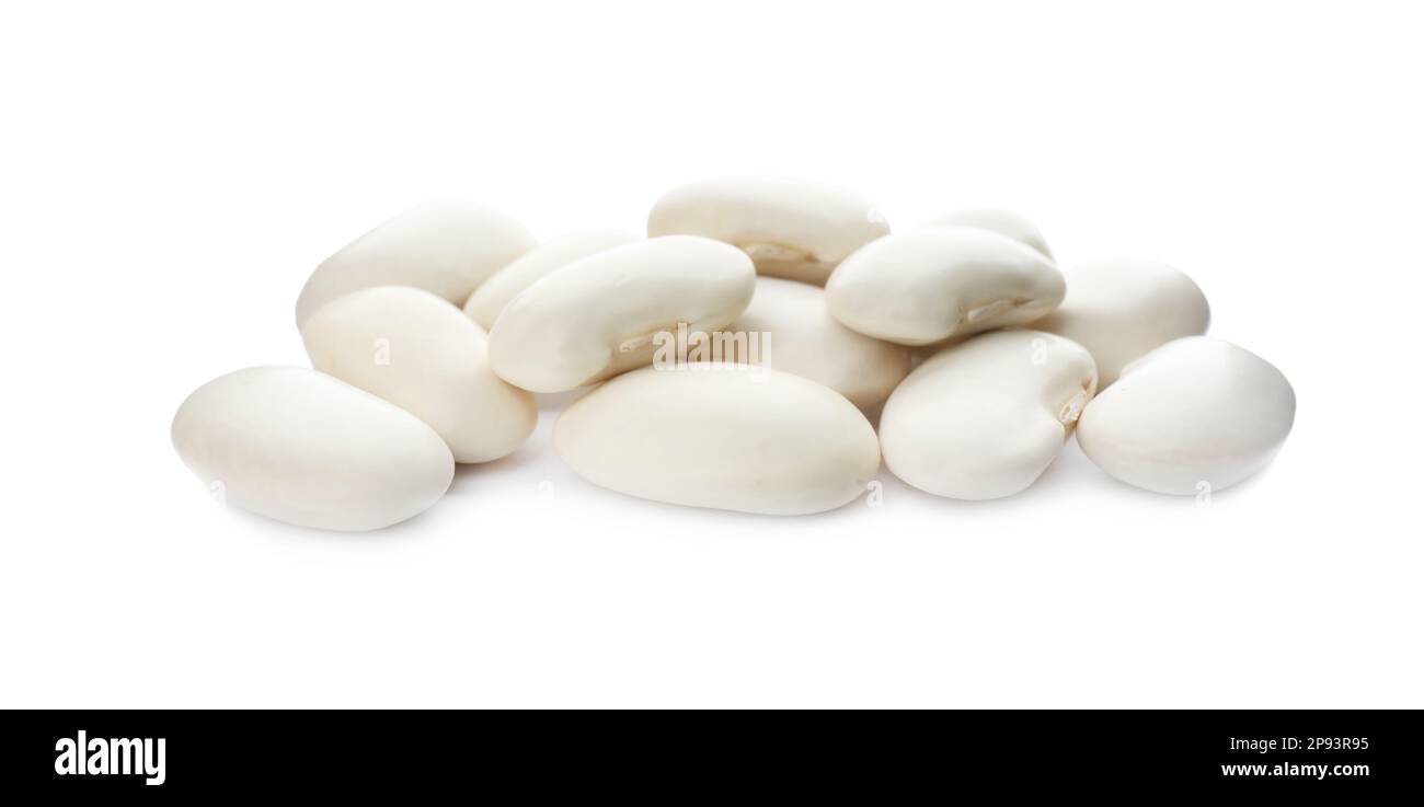 Pile of uncooked navy beans on white background Stock Photo - Alamy