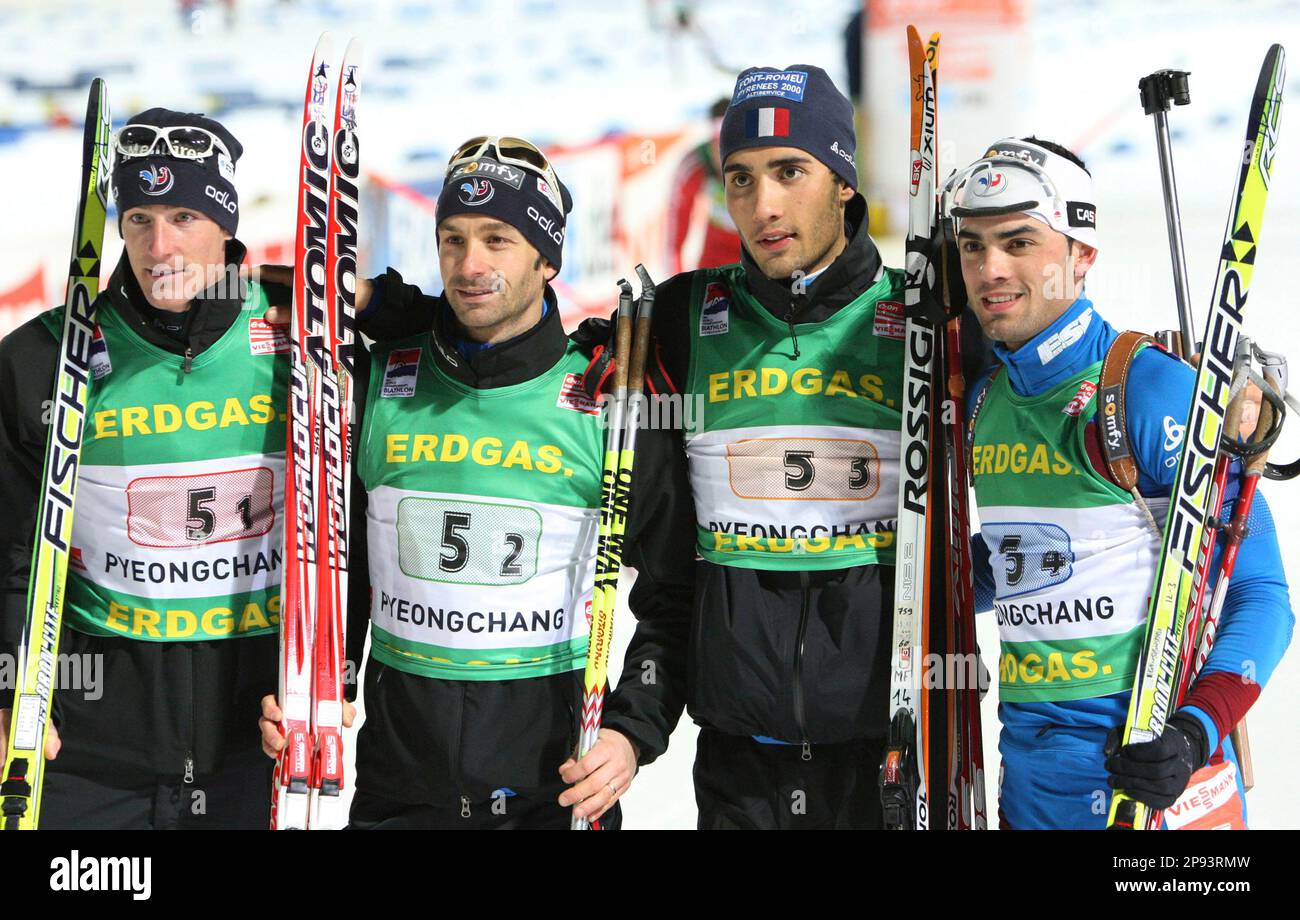 French biathletes, from left ,Vincent Jay, Vincent Defrasne, Martin ...