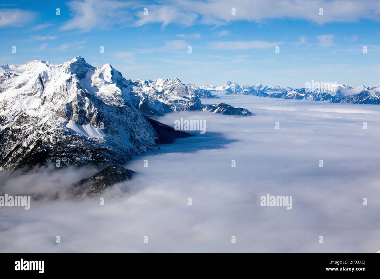 Inversion layer between warm and cold air, winter in the Karwendel ...