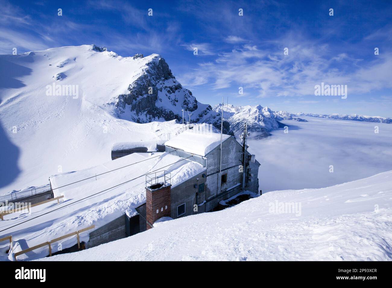 Inversion layer between warm and cold air, winter in the Karwendel ...