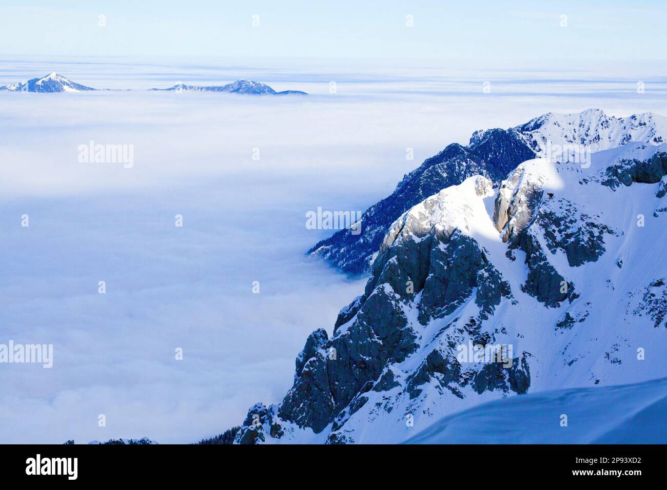 Inversion layer between warm and cold air, winter in the Karwendel ...
