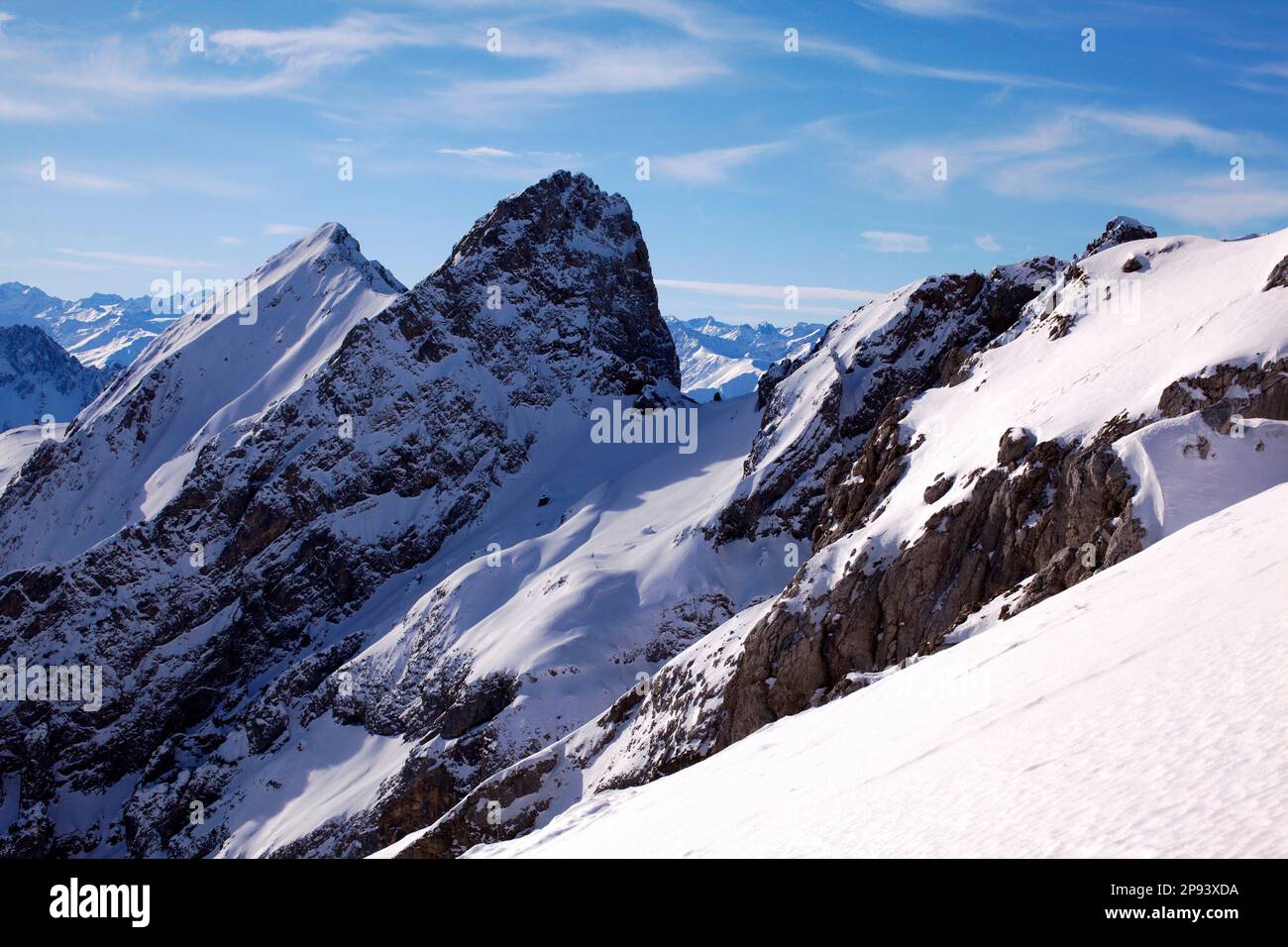 View from the tunnel exit to the peaks in the Mittenwald high trail ...