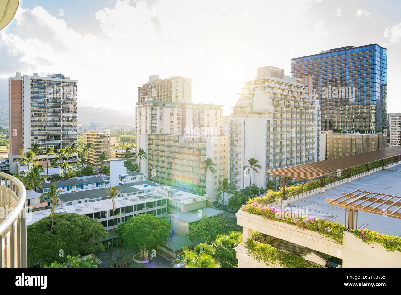 Sunrise, Early morning, Incident light, Downtown, Honolulu, Hawaii, USA ...