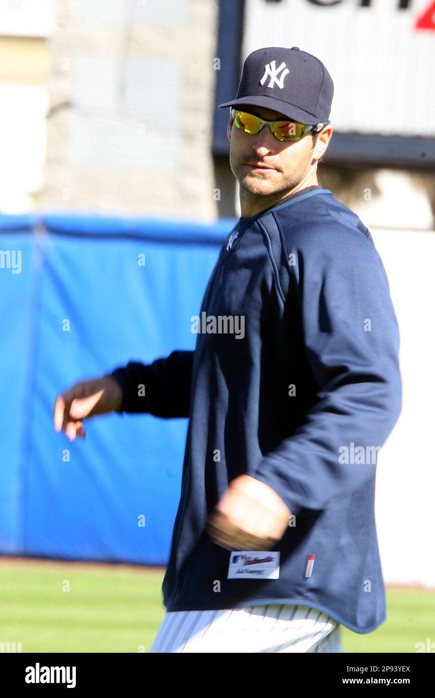 New York Yankees Xavier Nady warms up for practice at the George M ...