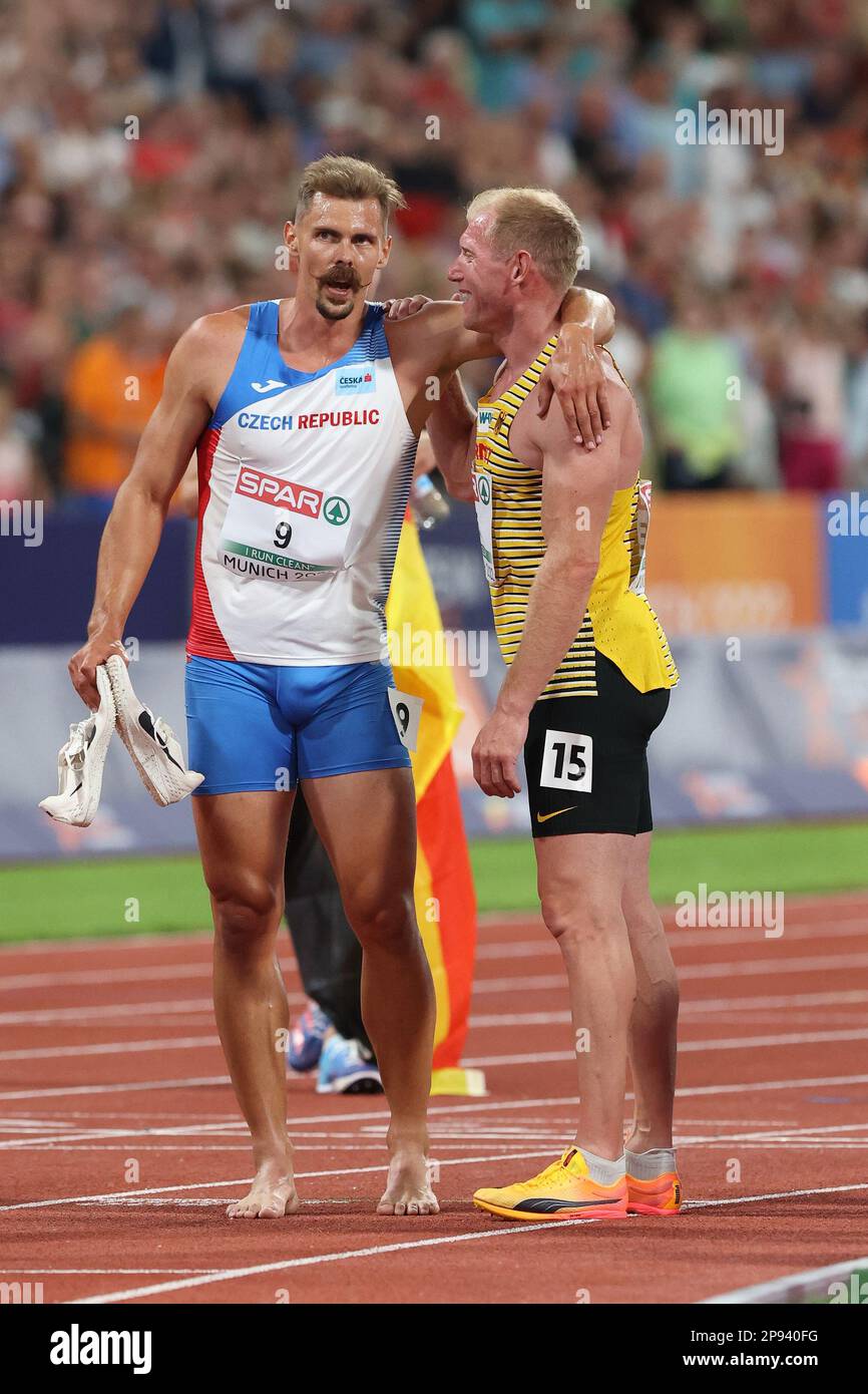 Arthur ABELE with Adam Sebastian HELCELET at the end of the Decathlon ...