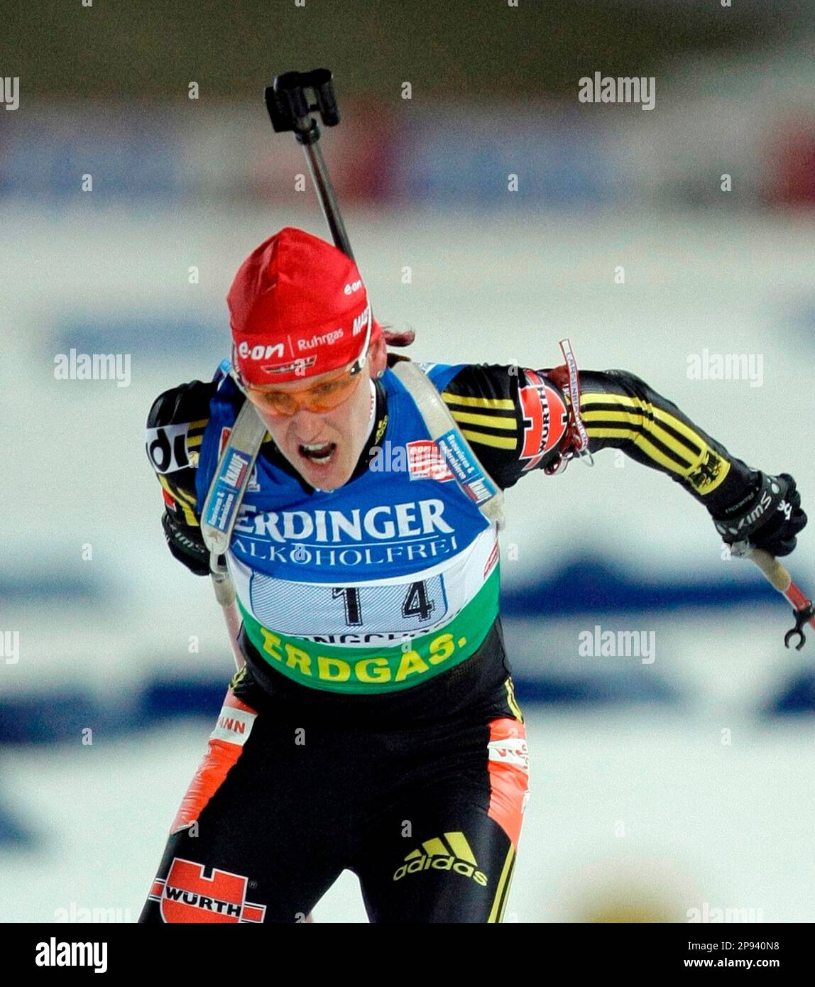 Silver medalist German Kati Wilhelm skies during the women's 4 X 6 km ...
