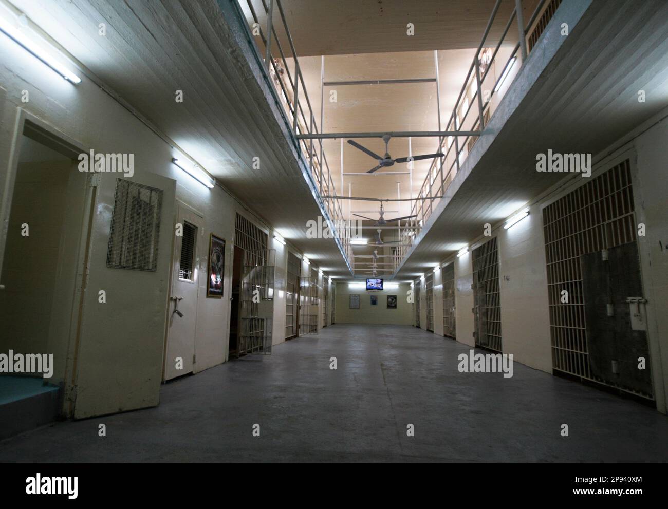 A cell block is seen at the renovated Abu Ghraib prison, now renamed ...