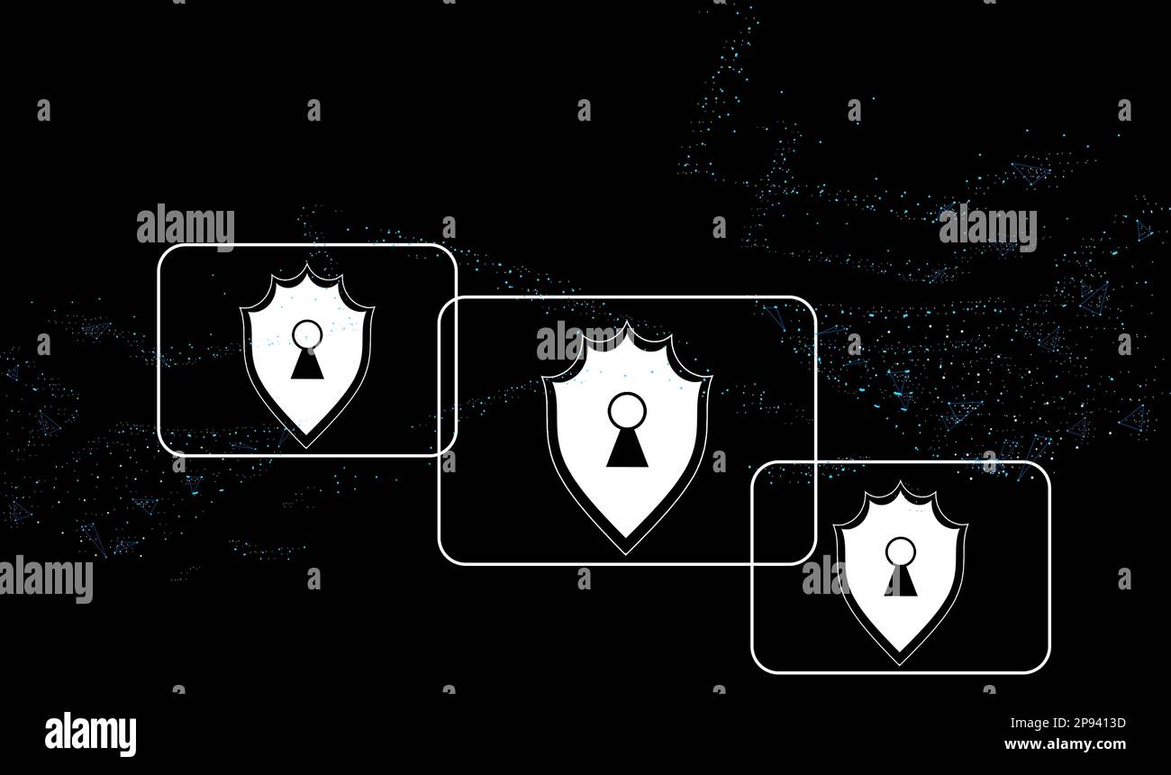 shield protect icon, virtual screen interface, data protection cyber ...