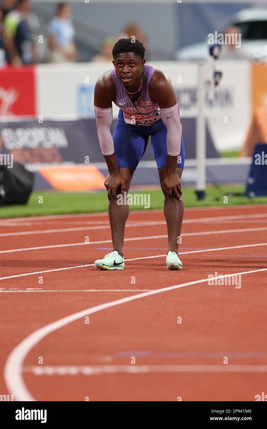 Jeremiah AZU after winning the Bronze Medal in the 100m Final at the ...