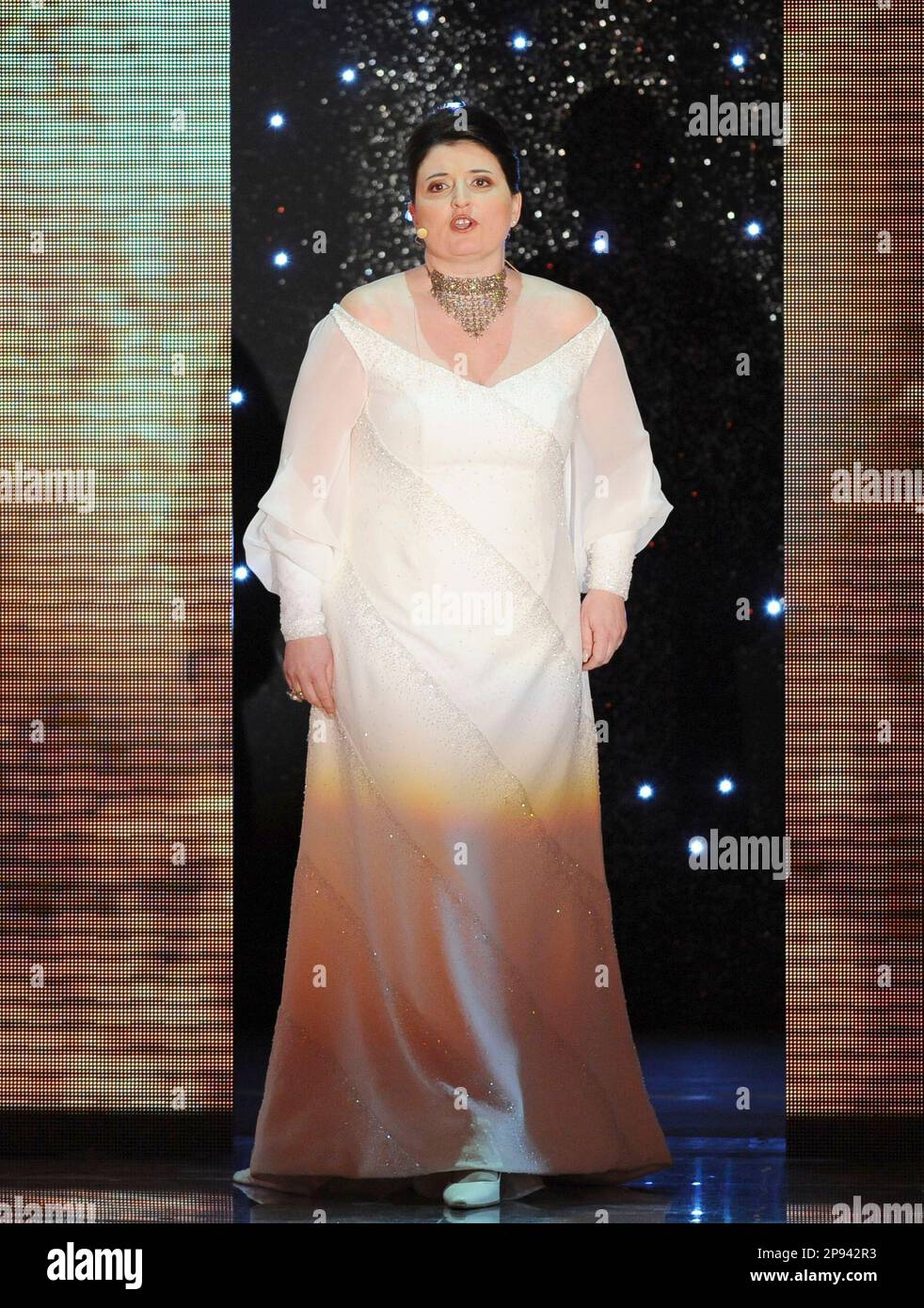 Greek soprano Dimitra Theodossiou performs during the "Festival di ...