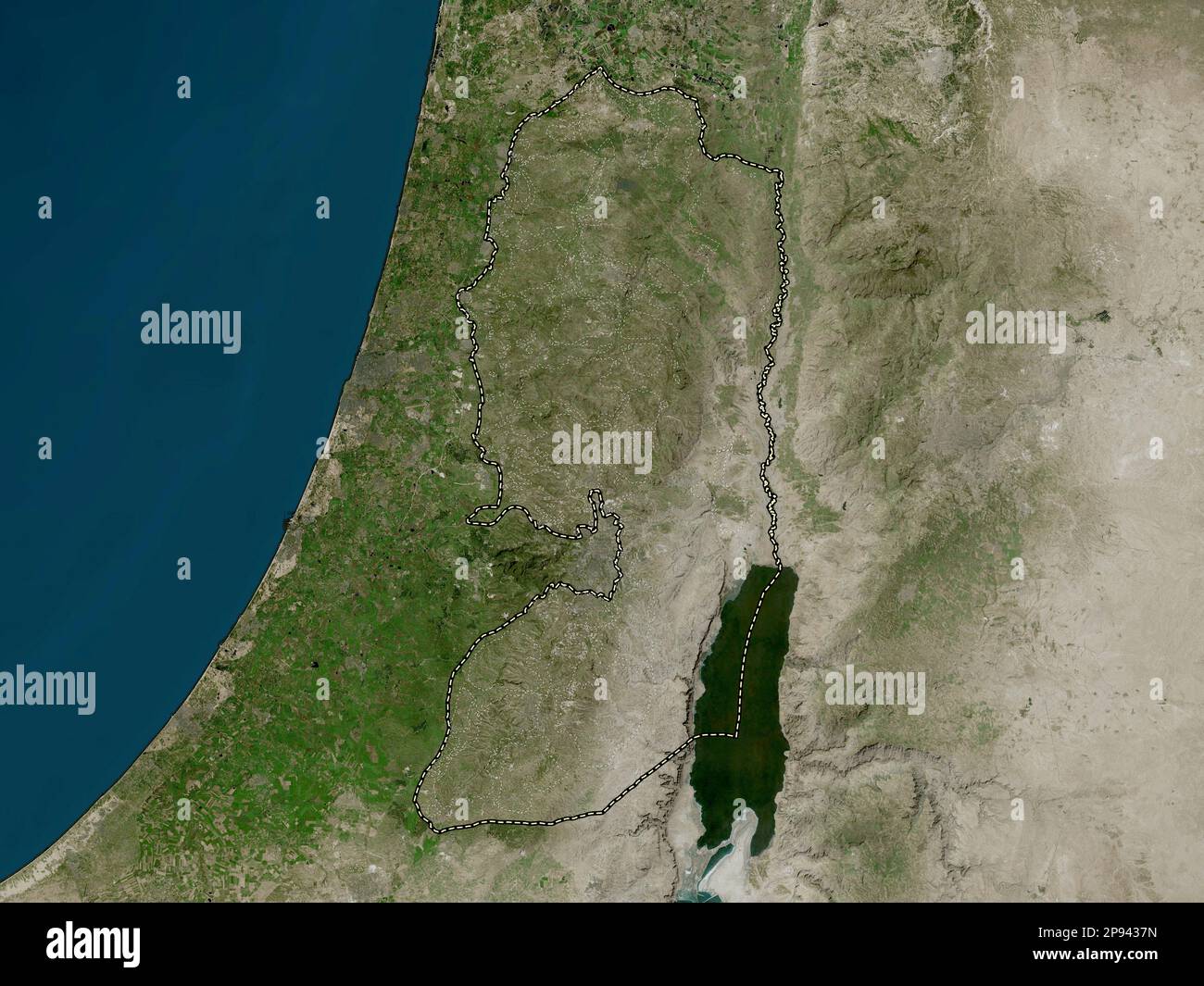 West Bank, region of Palestine. High resolution satellite map Stock ...