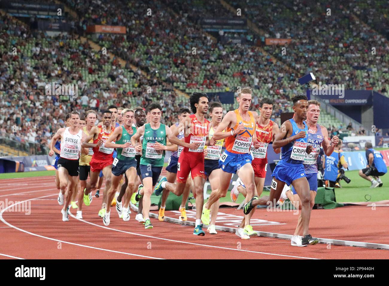 Leading group during the Men's 5000m at the European Athletics ...
