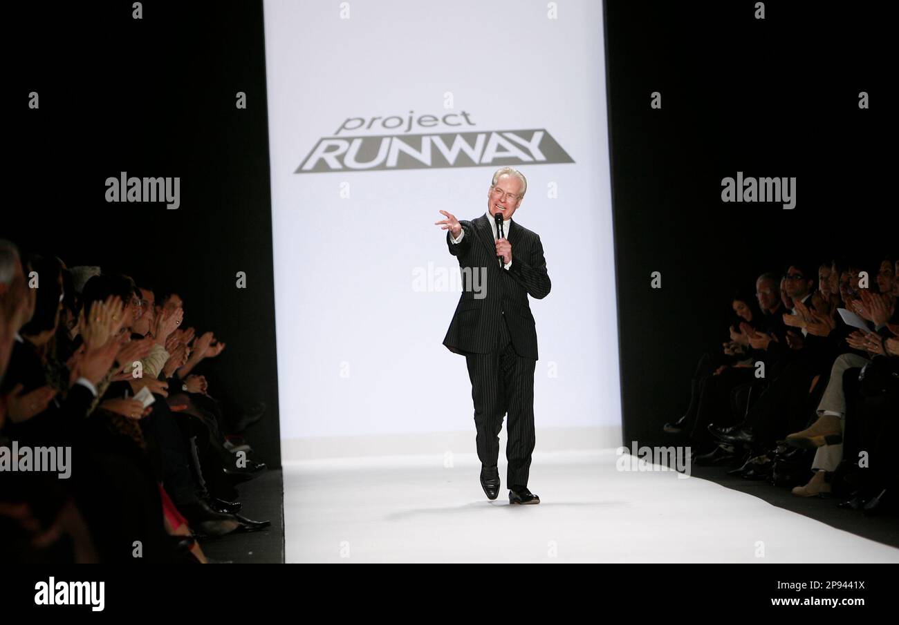 Tim Gunn comes out to thank the audience after the Project Runway ...