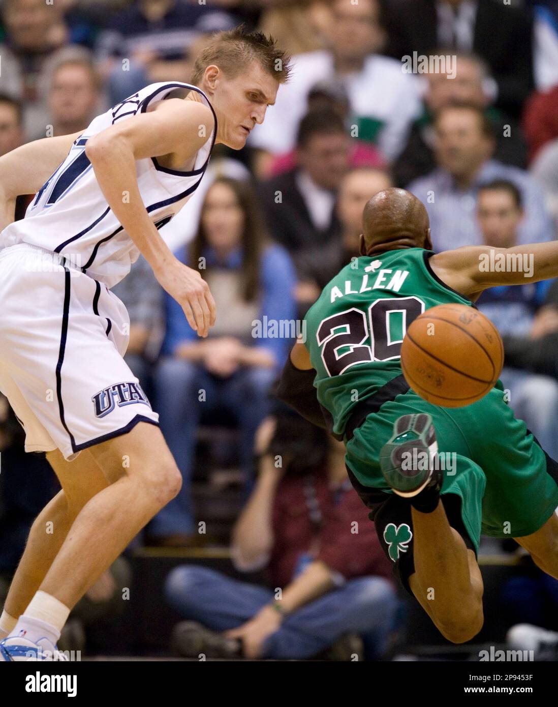 Utah Jazz forward Andrei Kirilenko, of Russia, reaches for the ball after stripping it from ...