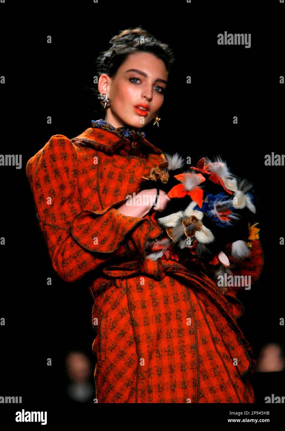 A model wears fall 2009 fashion by Zac Posen during Fashion Week in New ...