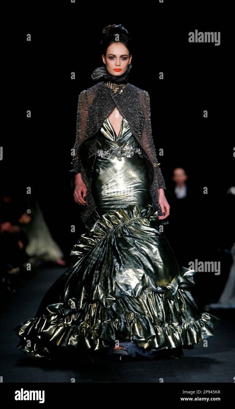 A model wears fall 2009 fashion by Zac Posen during Fashion Week in New ...