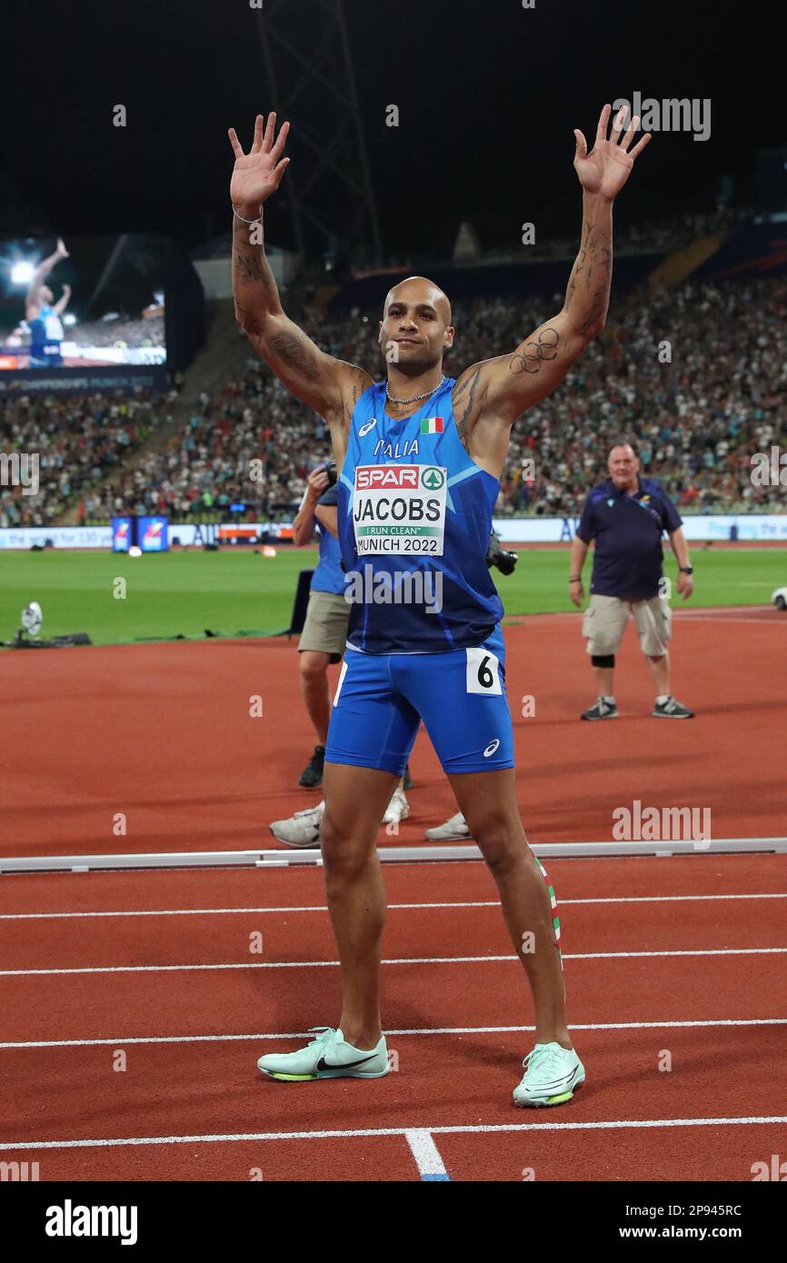 Lamont Marcell JACOBS celebrating after wining the100m Final at the ...