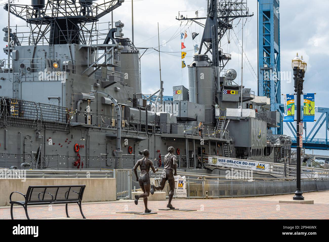 USS Orleck DD-886 Naval battleship on the St. Johns River along the ...