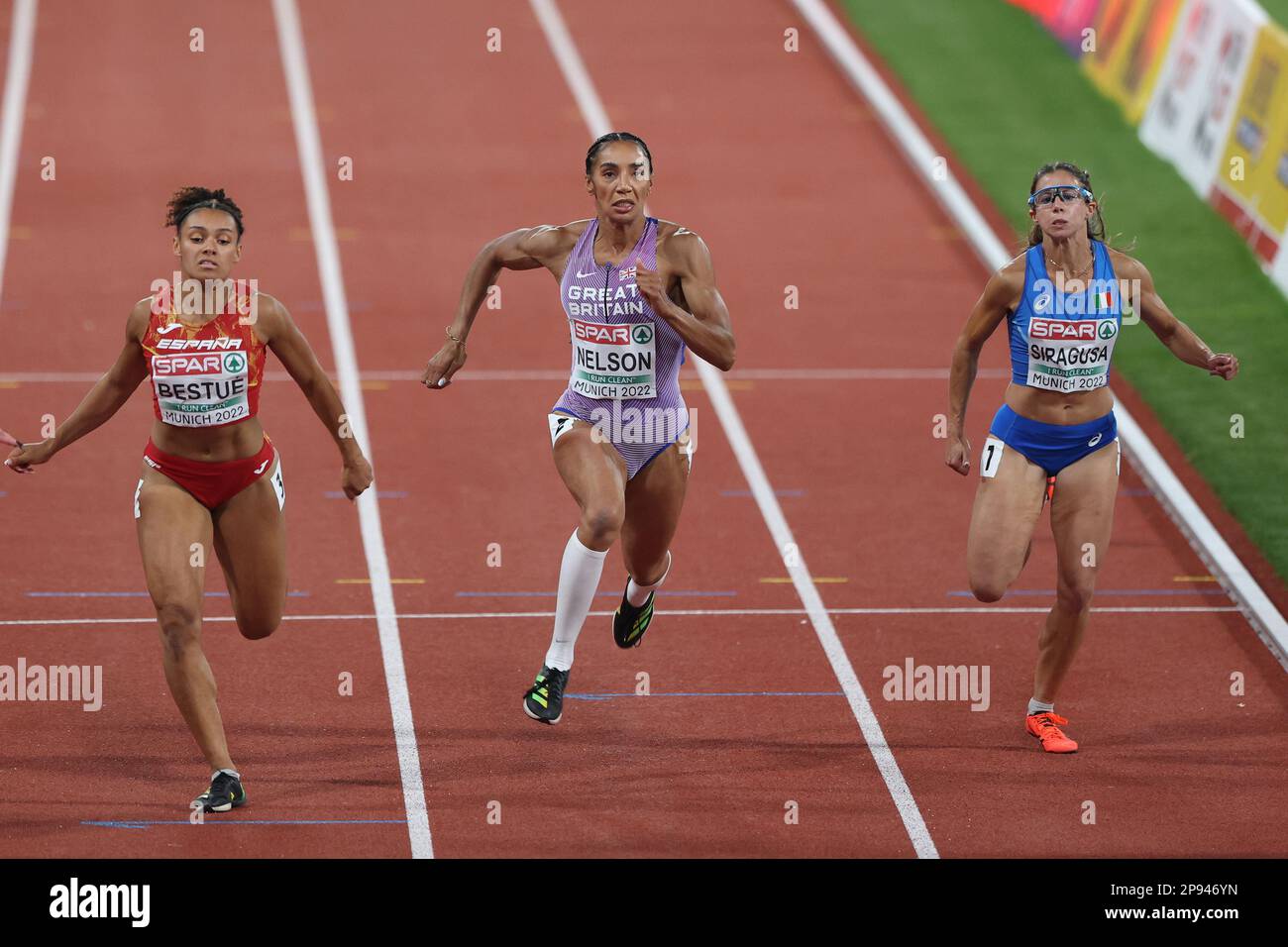 Jaël BESTUÉ, Irene SIRAGUSA & Ashleigh NELSON in the 100m Semi Final at ...