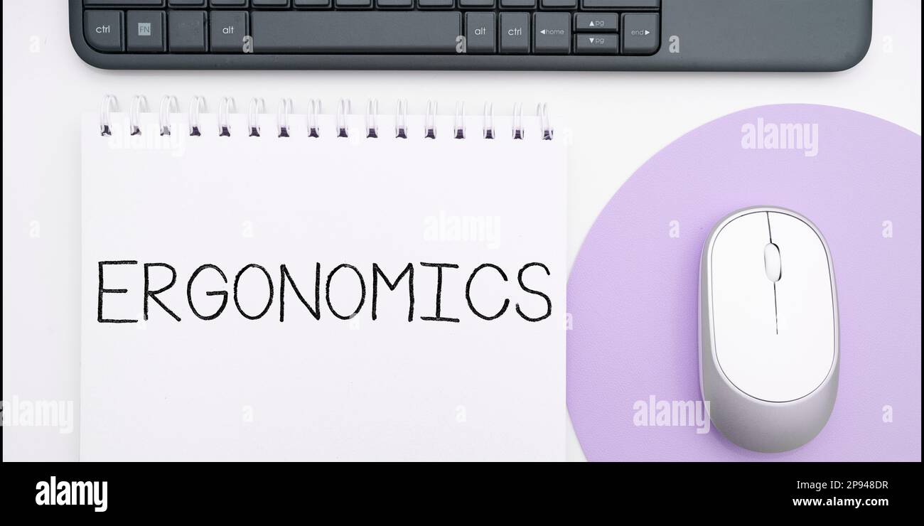 Writing displaying text Ergonomics. Word for fitting or designing a ...