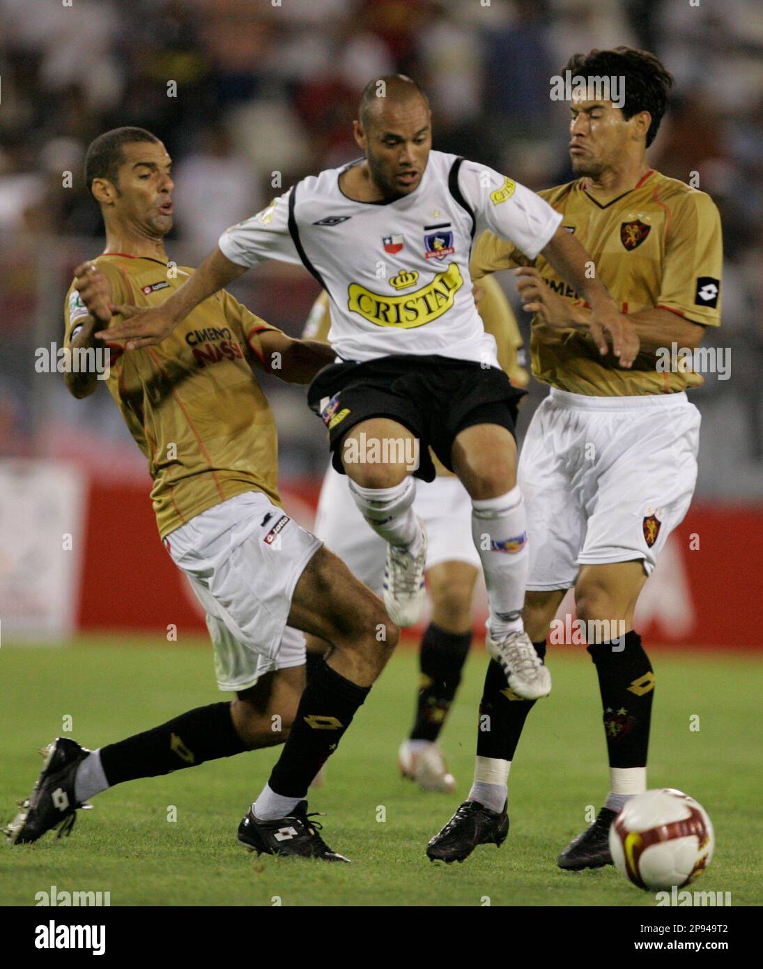 Brazil's Sport Recife's Cesar Lucena, left, and Igor, right, battles ...