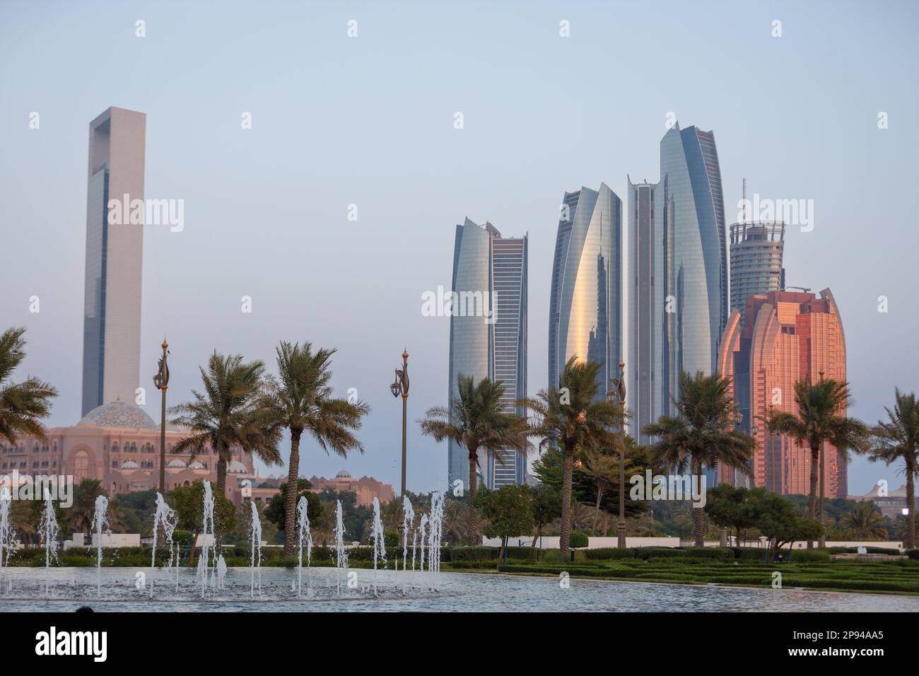 ABU DHABI, UAE. 20 October, 2022. View of the Emirates Towers complex ...