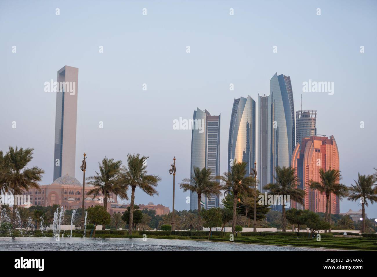 ABU DHABI, UAE. 20 October, 2022. View of the Emirates Towers complex ...