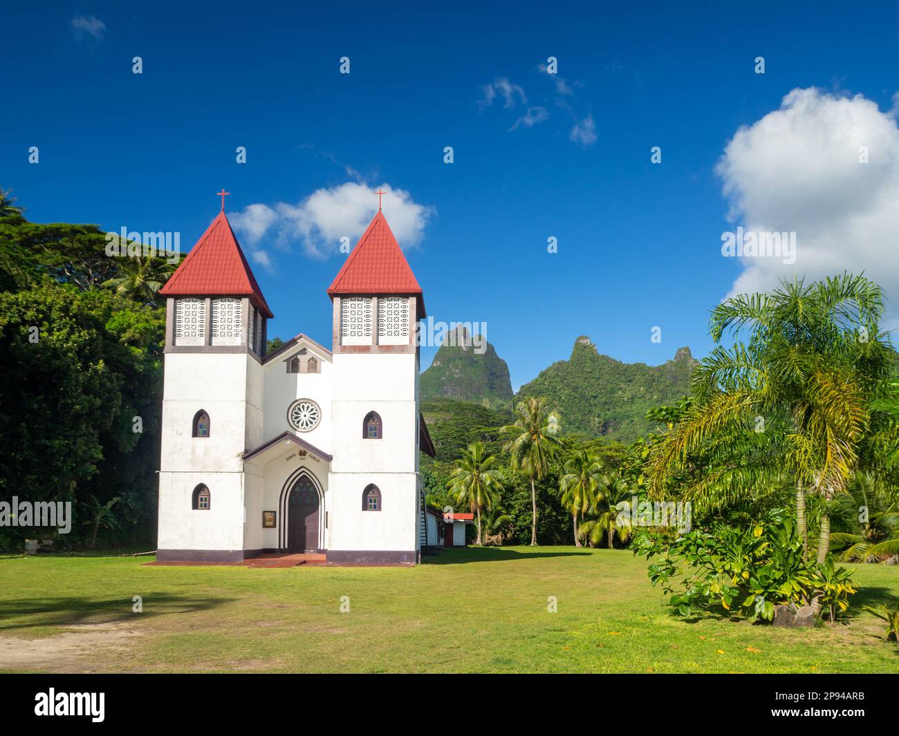 Church pacific island architecture, French Polynesia, Tahiti Stock ...