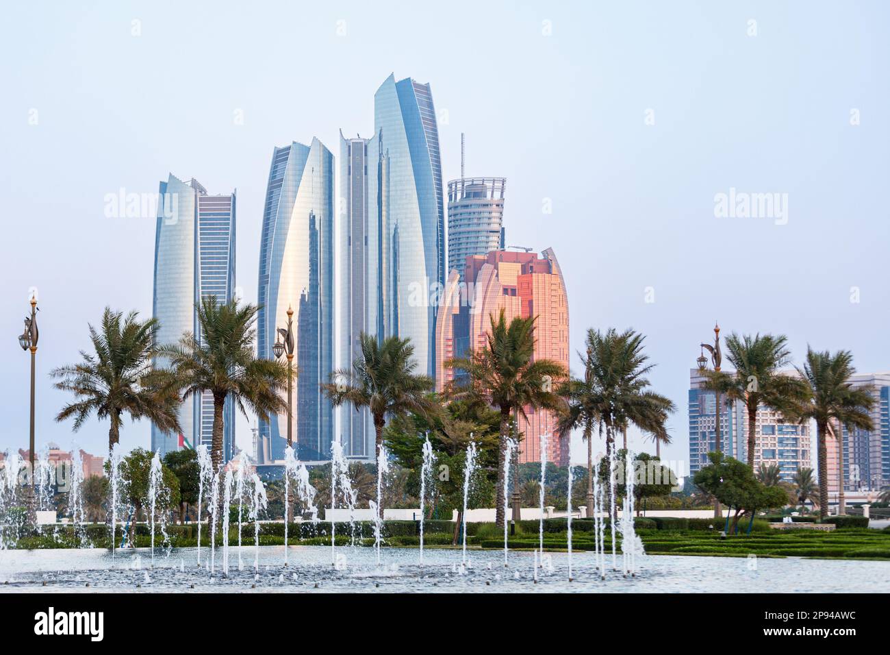 ABU DHABI, UAE. 20 October, 2022. View of the Emirates Towers complex ...