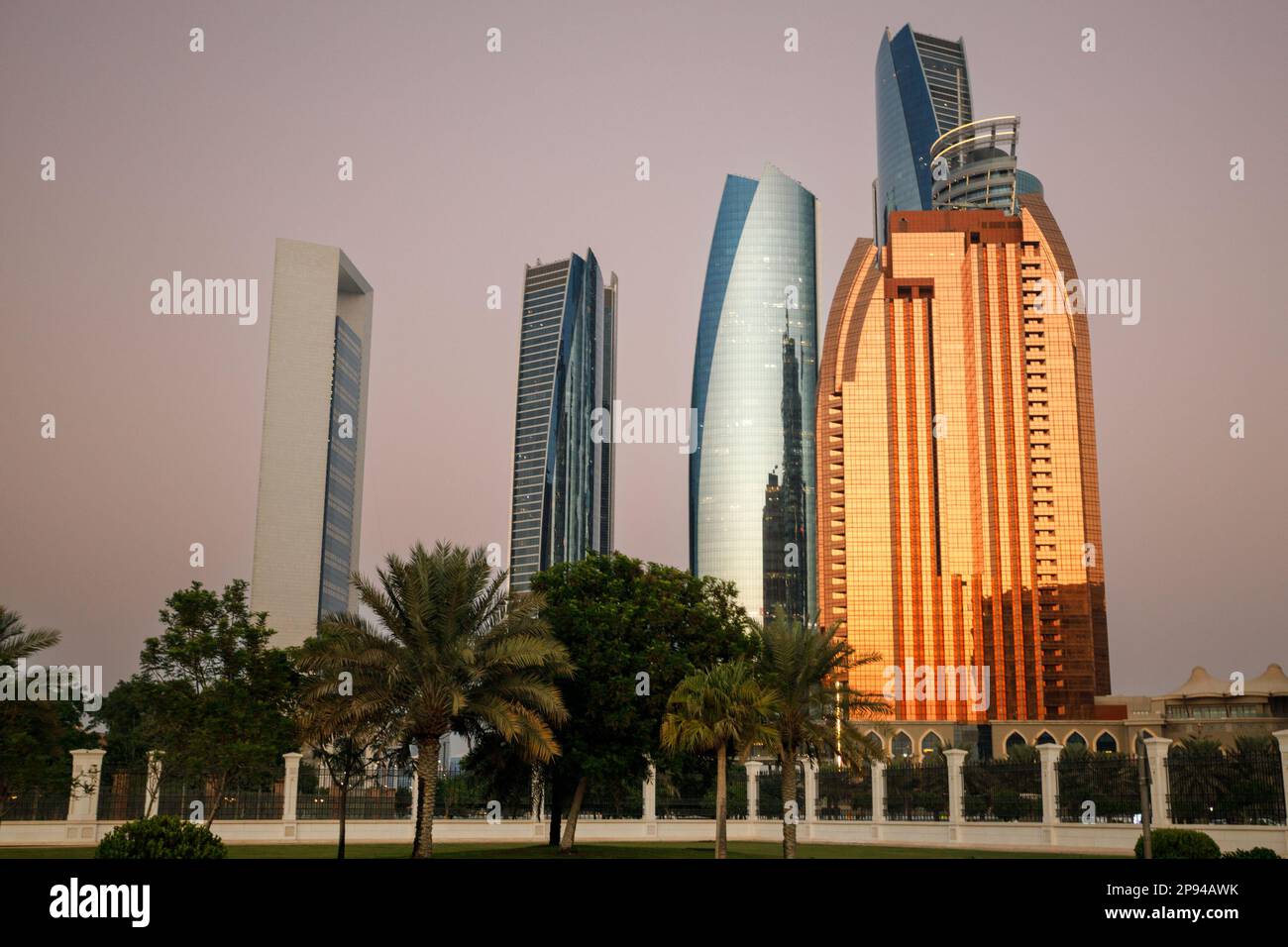ABU DHABI, UAE. 20 October, 2022. View of the Emirates Towers complex ...