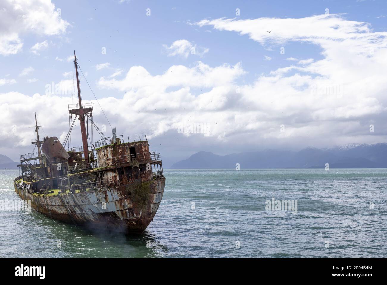 Wreck of MV Captain Leonidas, a freighter that ran aground on the Bajo ...