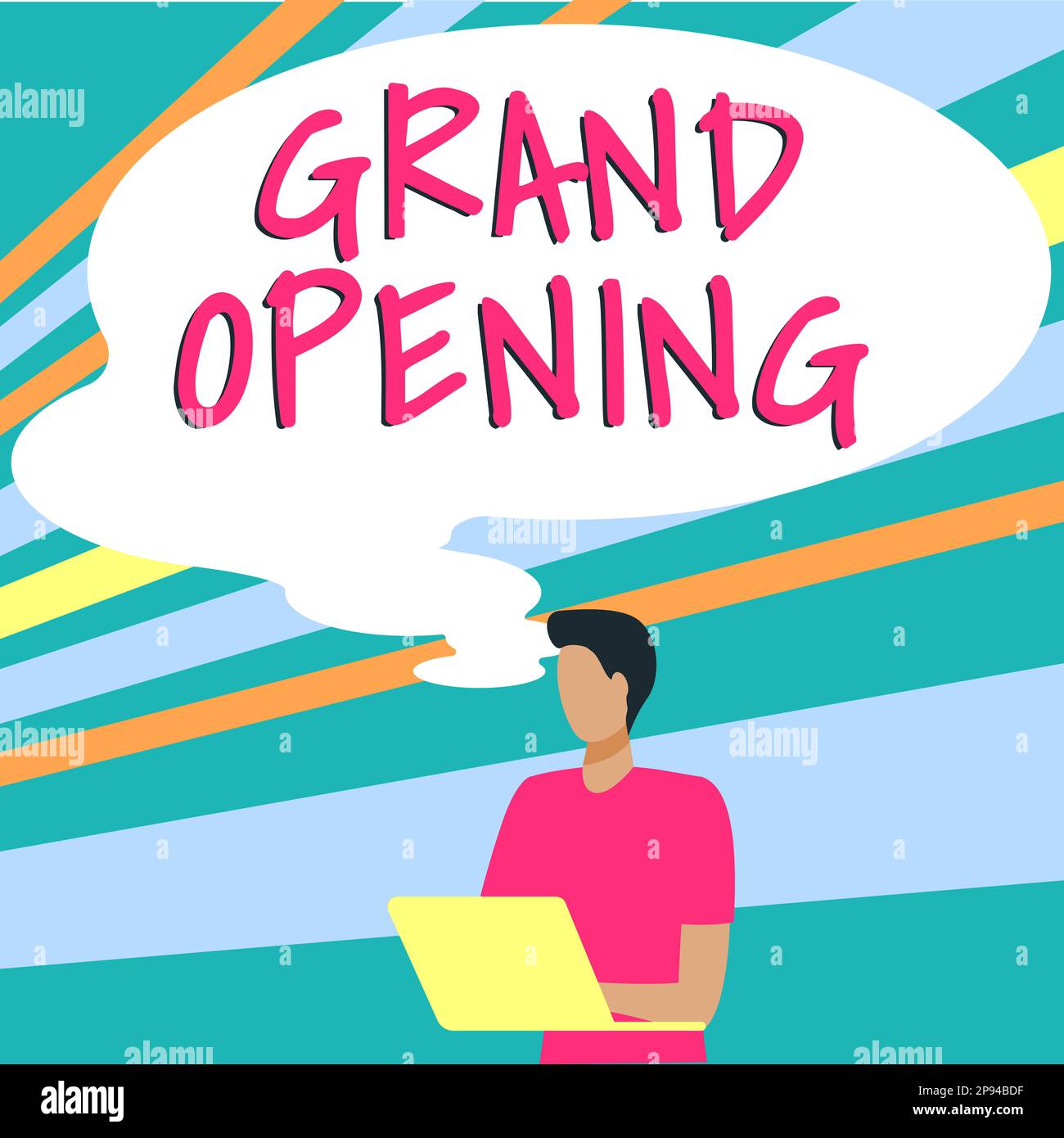 Conceptual caption Grand Opening. Business overview Ribbon Cutting New ...